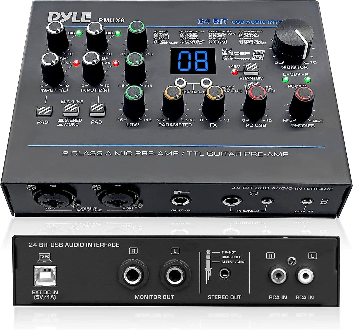 Pyle PMUX9 Professional USB Audio Interface RCA Inputs Ultra Low Noise ...