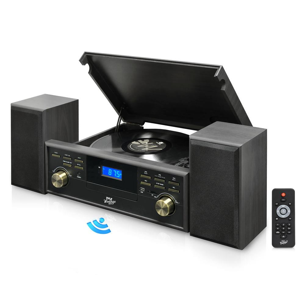 PYLE PPTCM80BTGR - Vintage Retro Classic Style Bluetooth Turntable ...