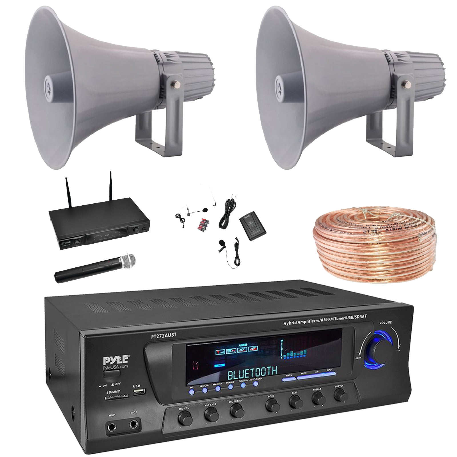 Pyle PT272AUBT High-Power 300 Watt Max Bluetooth Home Theater Amplifier ...