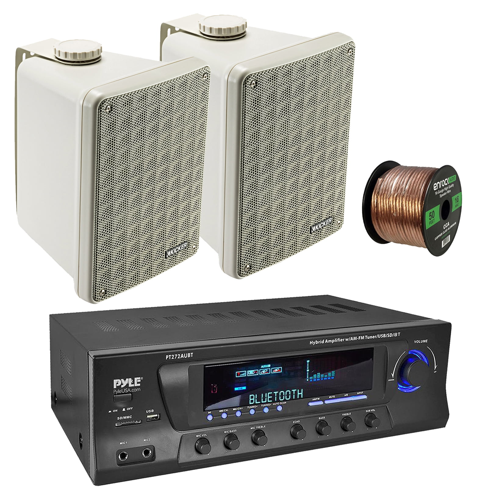 Pyle PT272AUBT High-Power 300 Watt Max Bluetooth Home Theater Amplifier ...