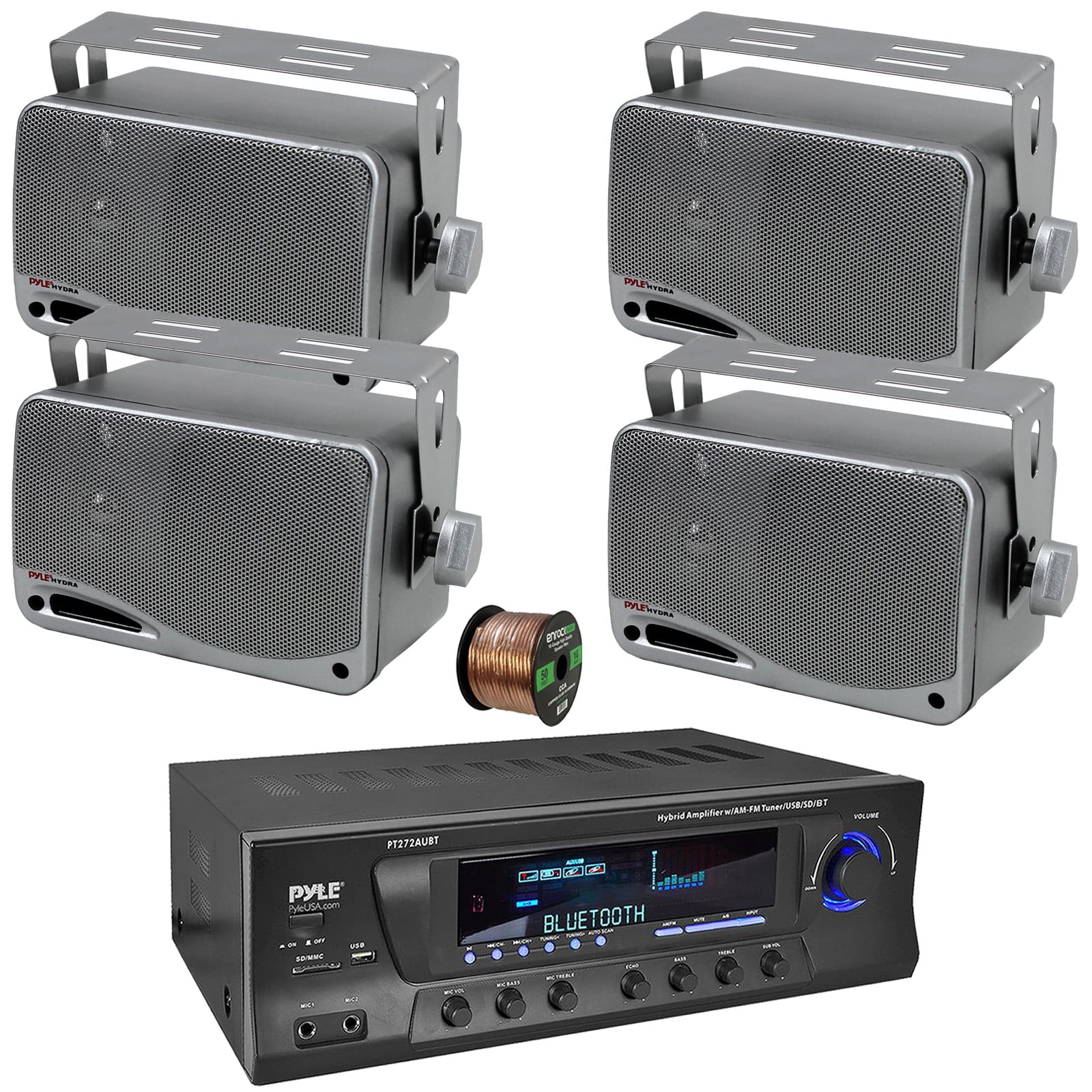 Pyle PT272AUBT High-Power 300 Watt Max Bluetooth Home Theater Amplifier ...