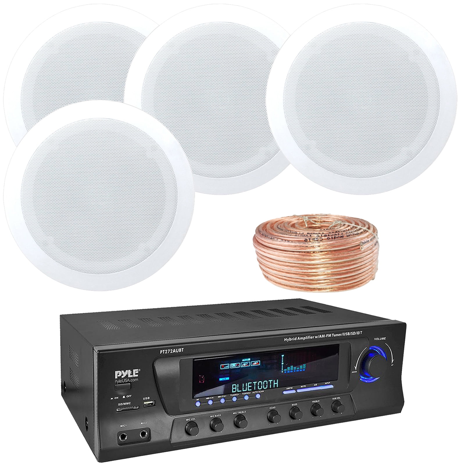 Pyle PT272AUBT High-Power 300 Watt Max Bluetooth Home Theater Amplifier ...