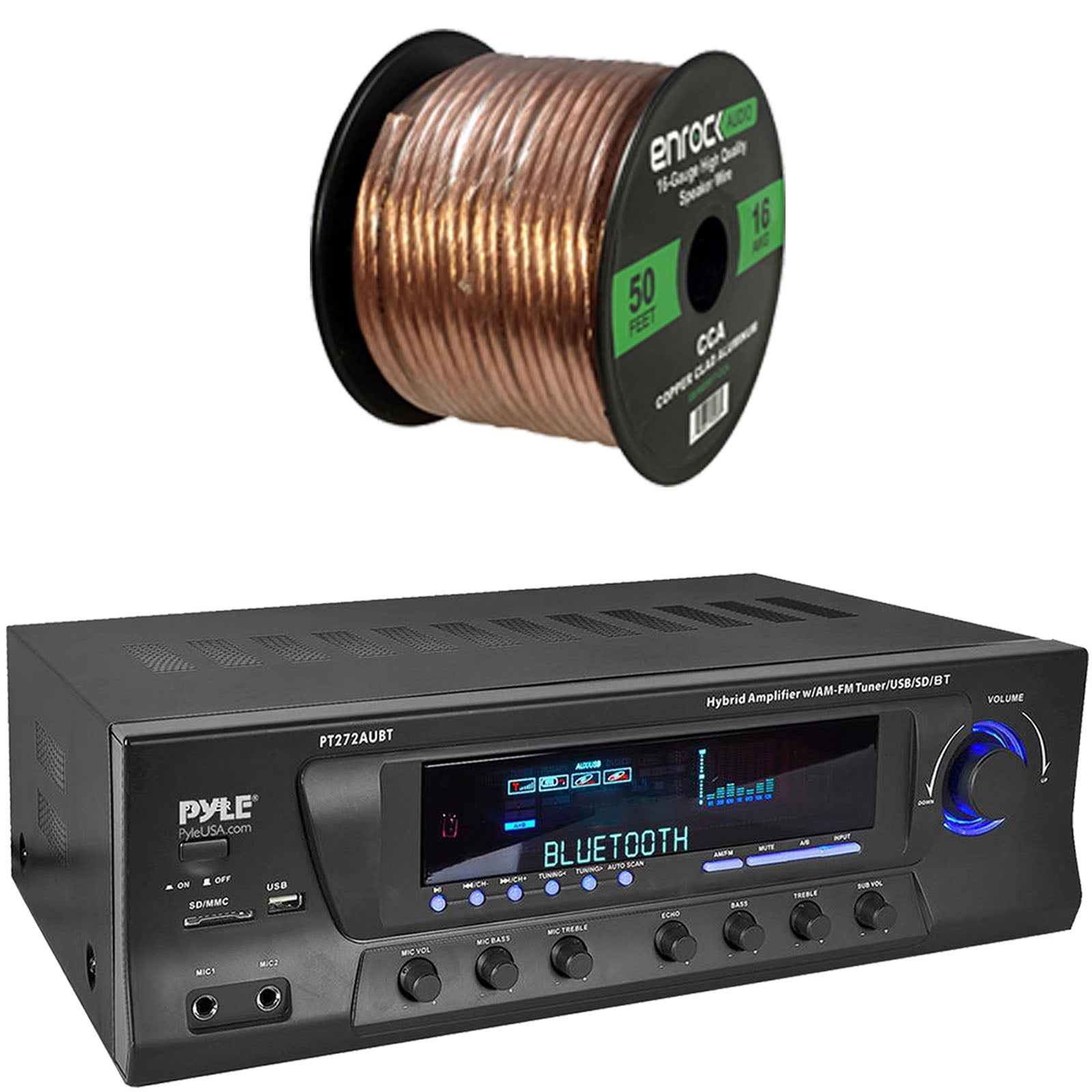 Pyle PT272AUBT High-Power 300 Watt Max Bluetooth Home Theater Amplifier ...