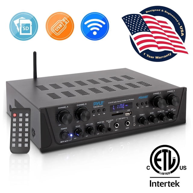 Pyle PTA44BT.5 - Home Audio Amplifier, 4-Ch. Audio Source Stereo ...