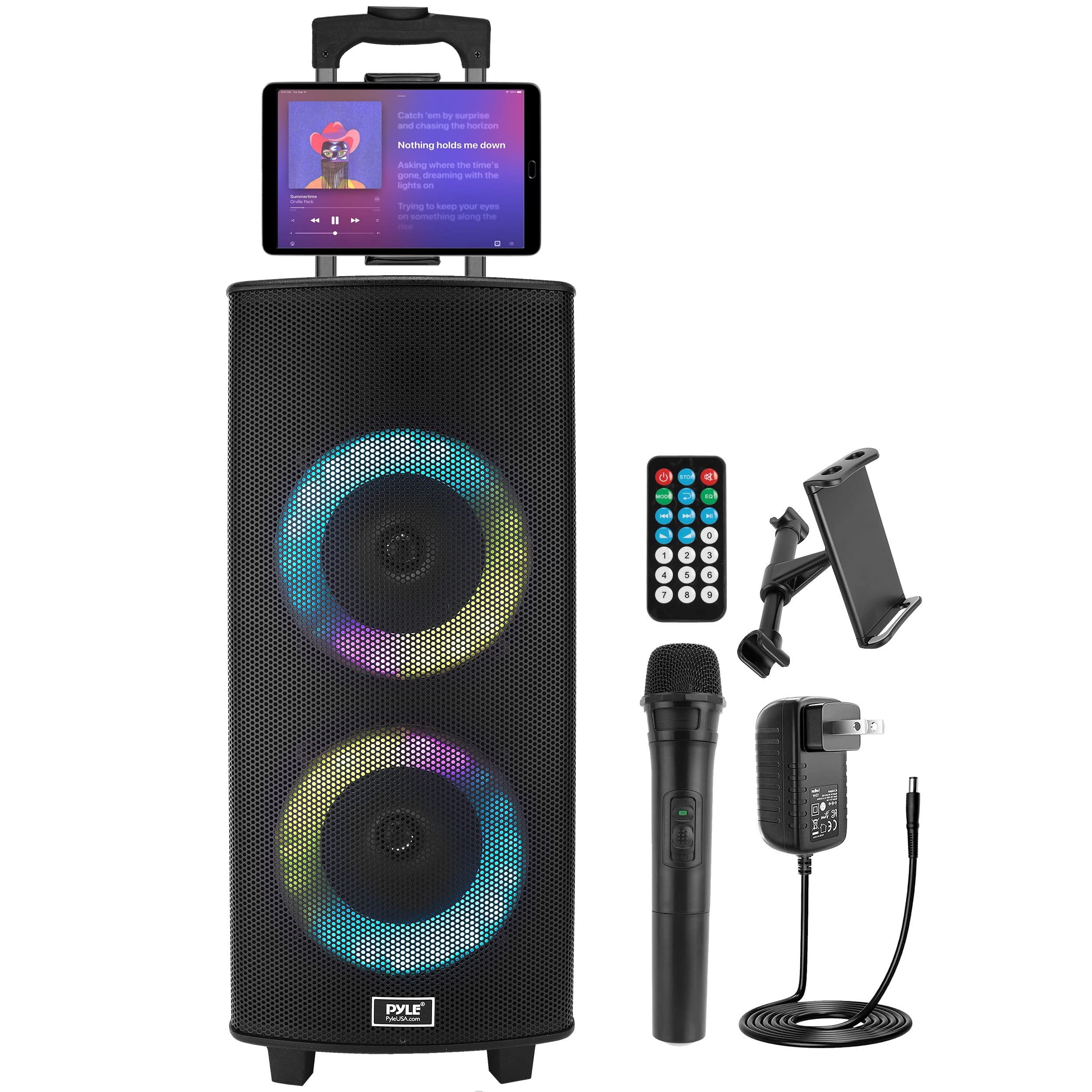 Pyle Portable Bluetooth PA Speaker System - 700W Dual 8 Rechargeable ...