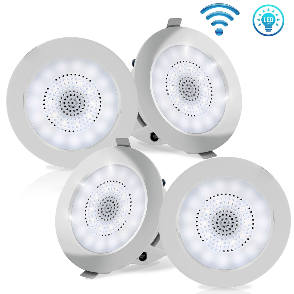 Pyle Pro Wireless 3.5-Inch Bluetooth Ceiling Wall Speaker Kit with LED ...