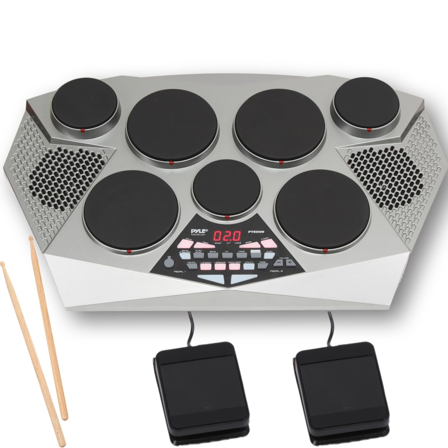 Pyle Pro Electronic Drum kit - Portable Electric Tabletop Drum Set ...