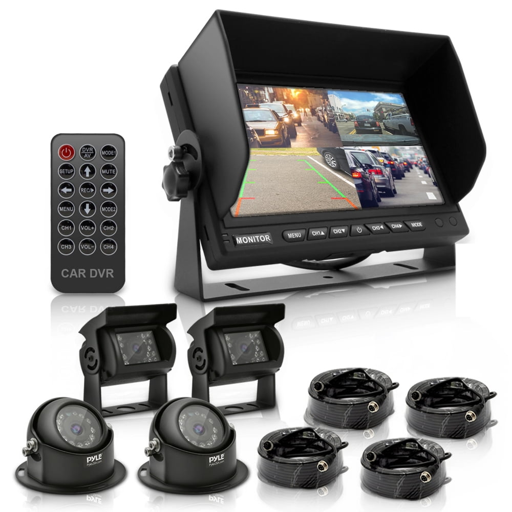 Pyle 7'' Quad View Monitor with Rear View/Backup Camera System, 4-Cam ...