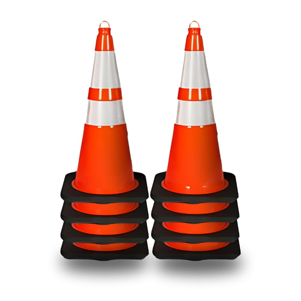 Pyle Traffic Cones, 8-Pack PVC with Heavy-Duty Base, 28" High ...