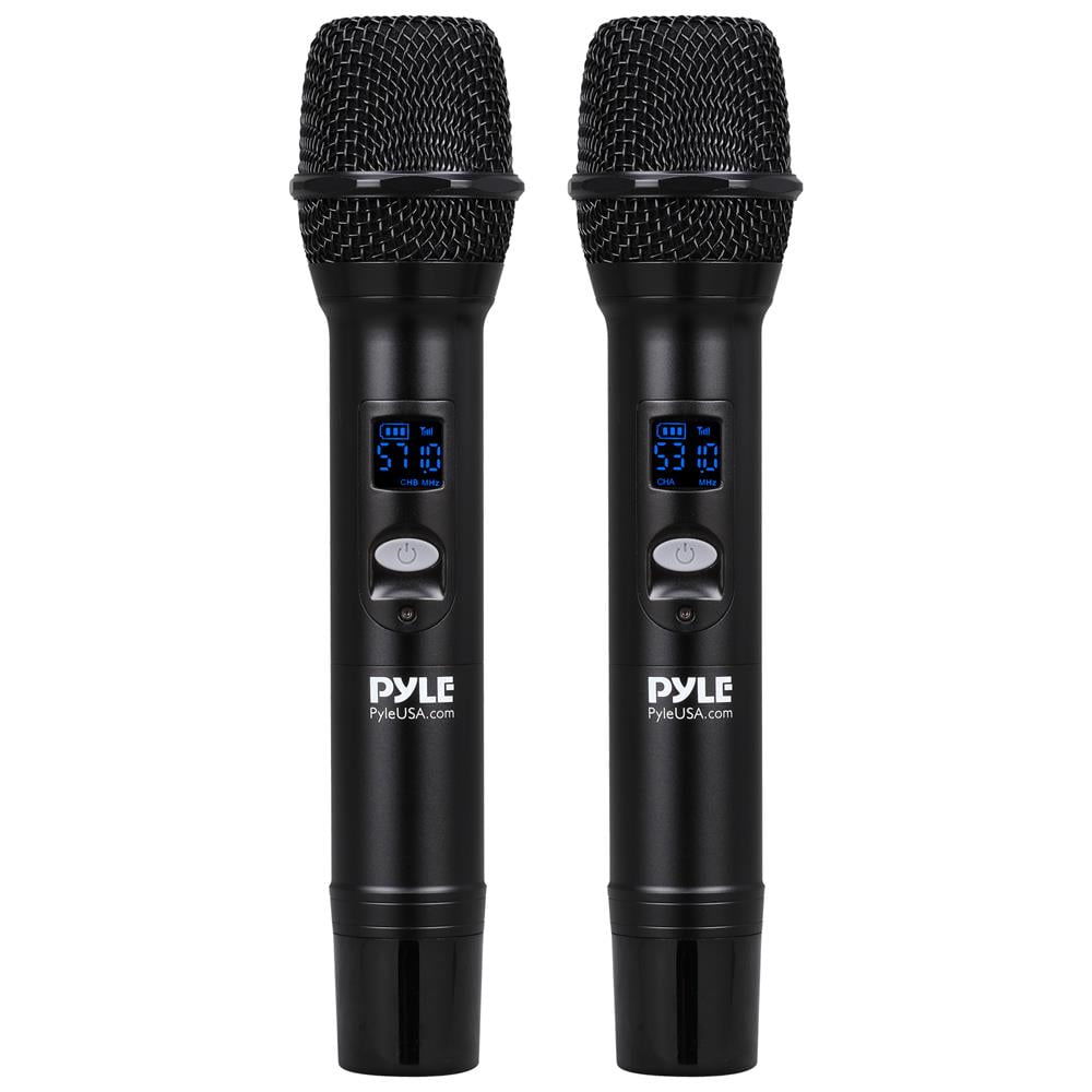 Pyle UHF Wireless Microphone System - Portable Digital Audio Sound Mixer Receiver w/ Bluetooth ...