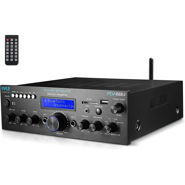 Pyle Wireless Bluetooth Power Amplifier System 200W Dual Channel Sound ...