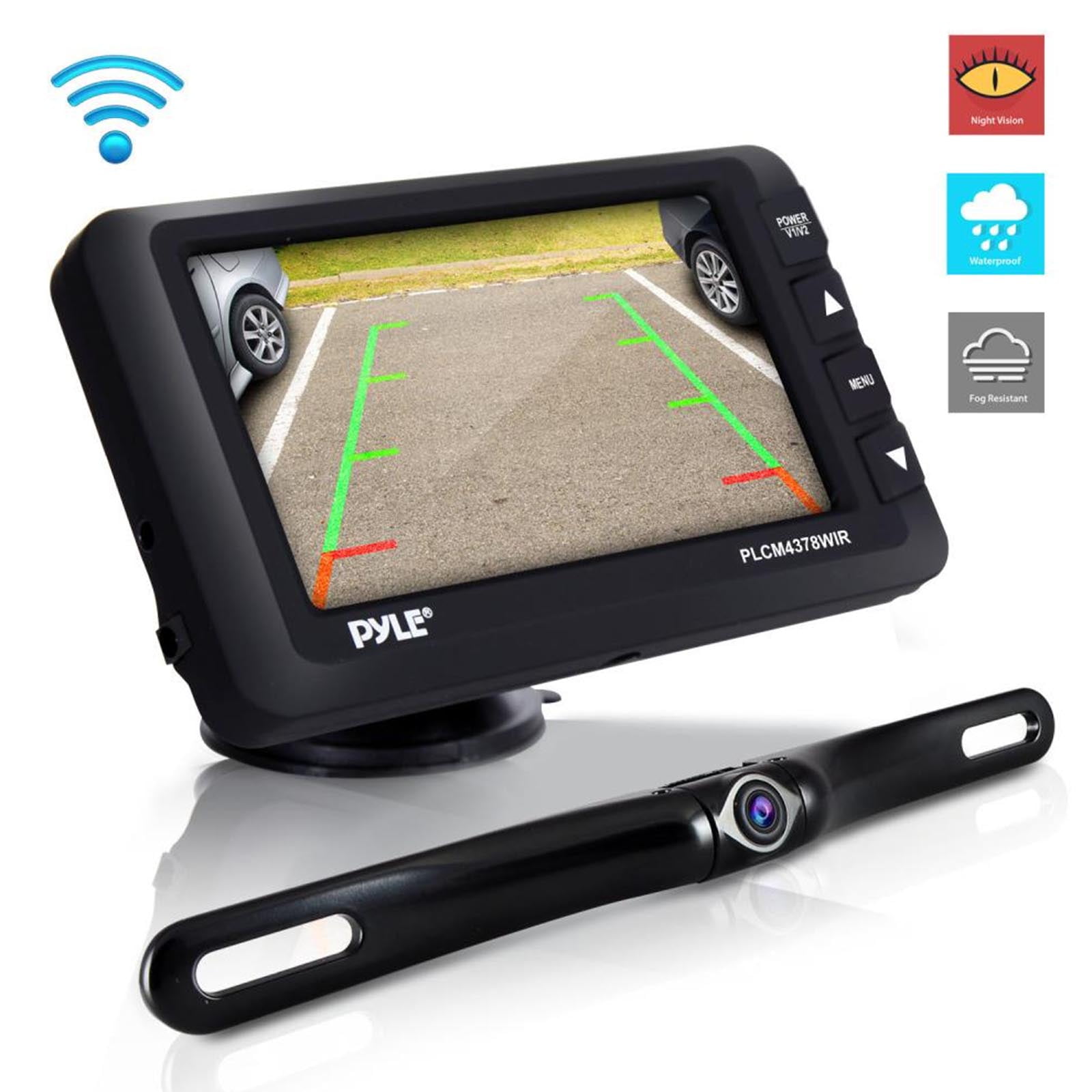 Pyle Wireless Rear View Backup Camera and Monitor Kit - Vehicle Parking ...