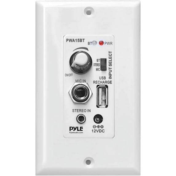 Pyle Wireless Receiver Wall Mount 100W In-Wall Audio Control Receiver W ...