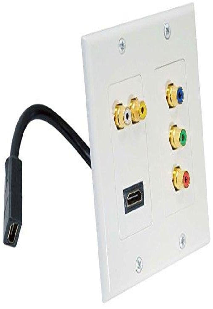 Pyle Home PHDK1 Dual HDMI + 2 RCA + 3 RCA Wall Plate with Pigtail Back ...
