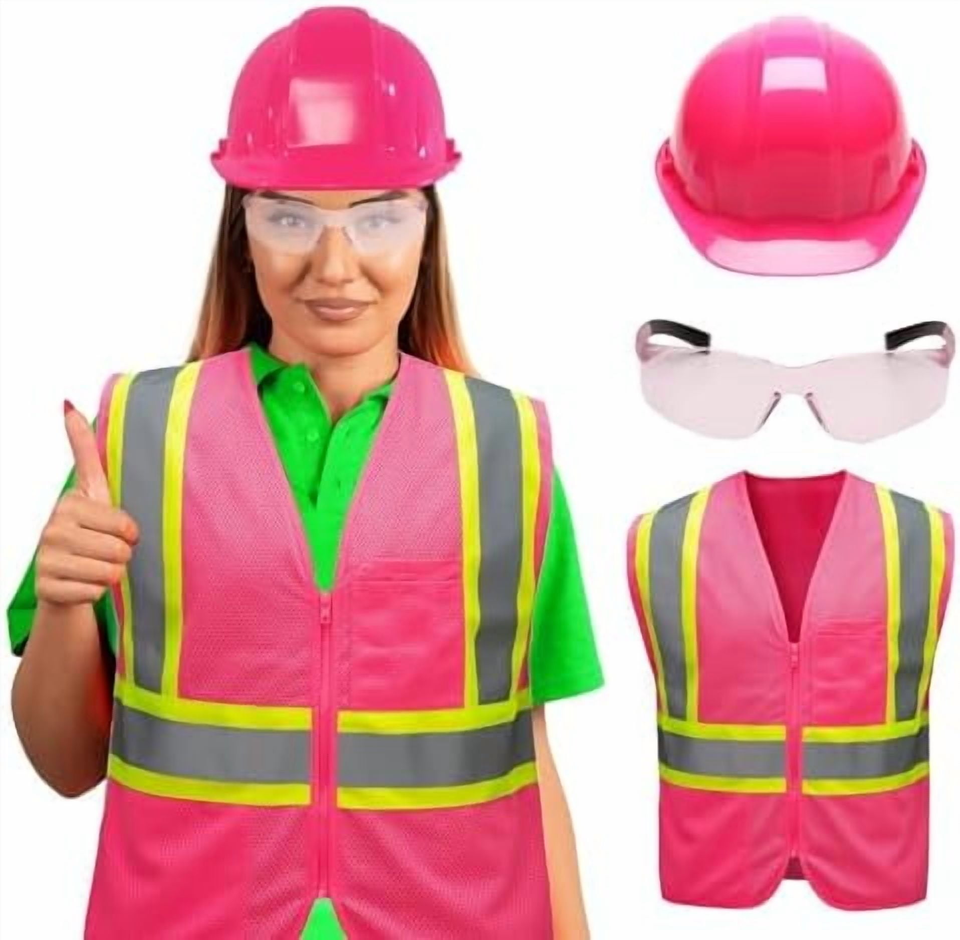 Pyramex Pink Hard Hat, Pink Safety Vest & Safety Glasses for Women, PPE ...