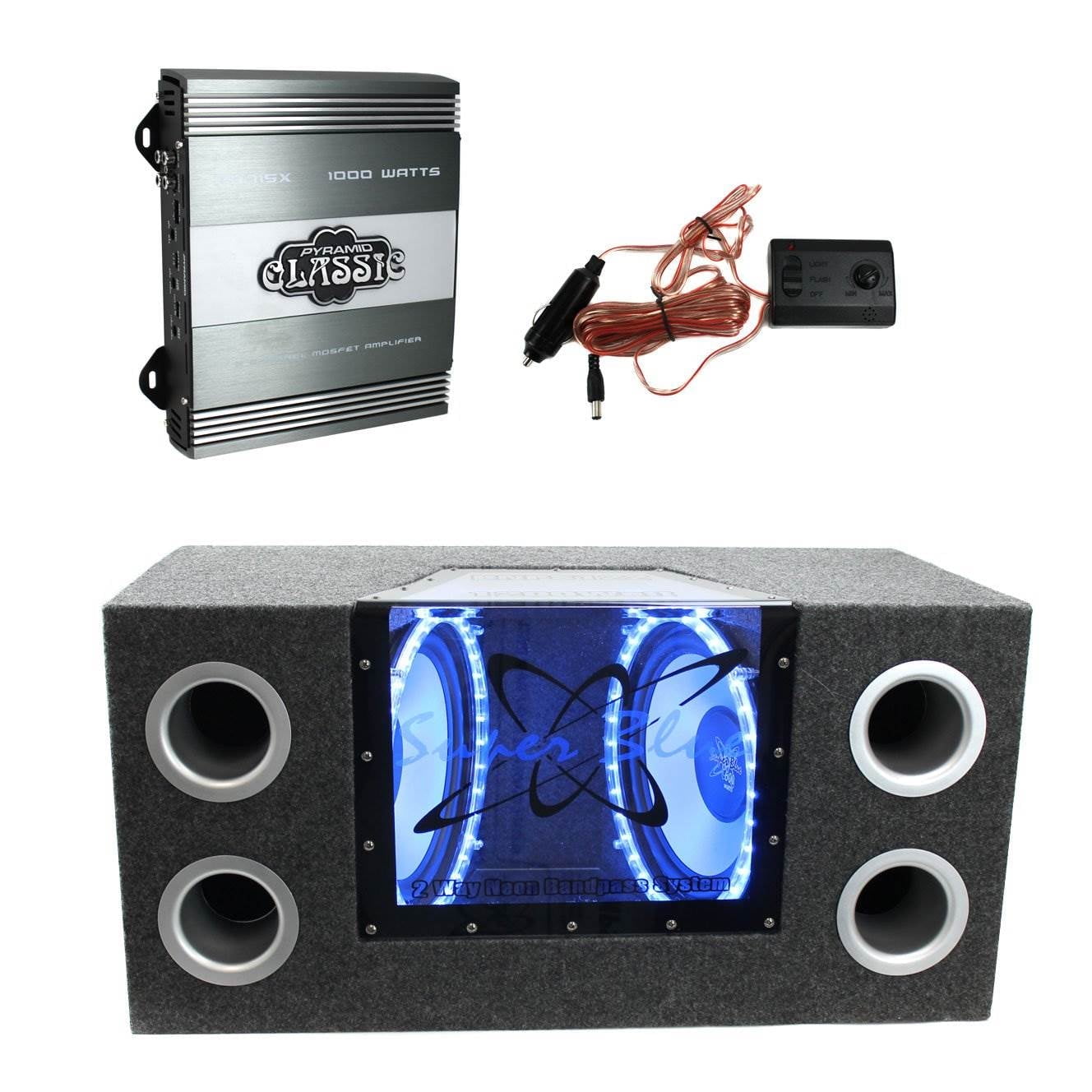 Pyramid 10" 1000W Subwoofer & Pyramid PB715X 1000W 2-Channel Amp ...