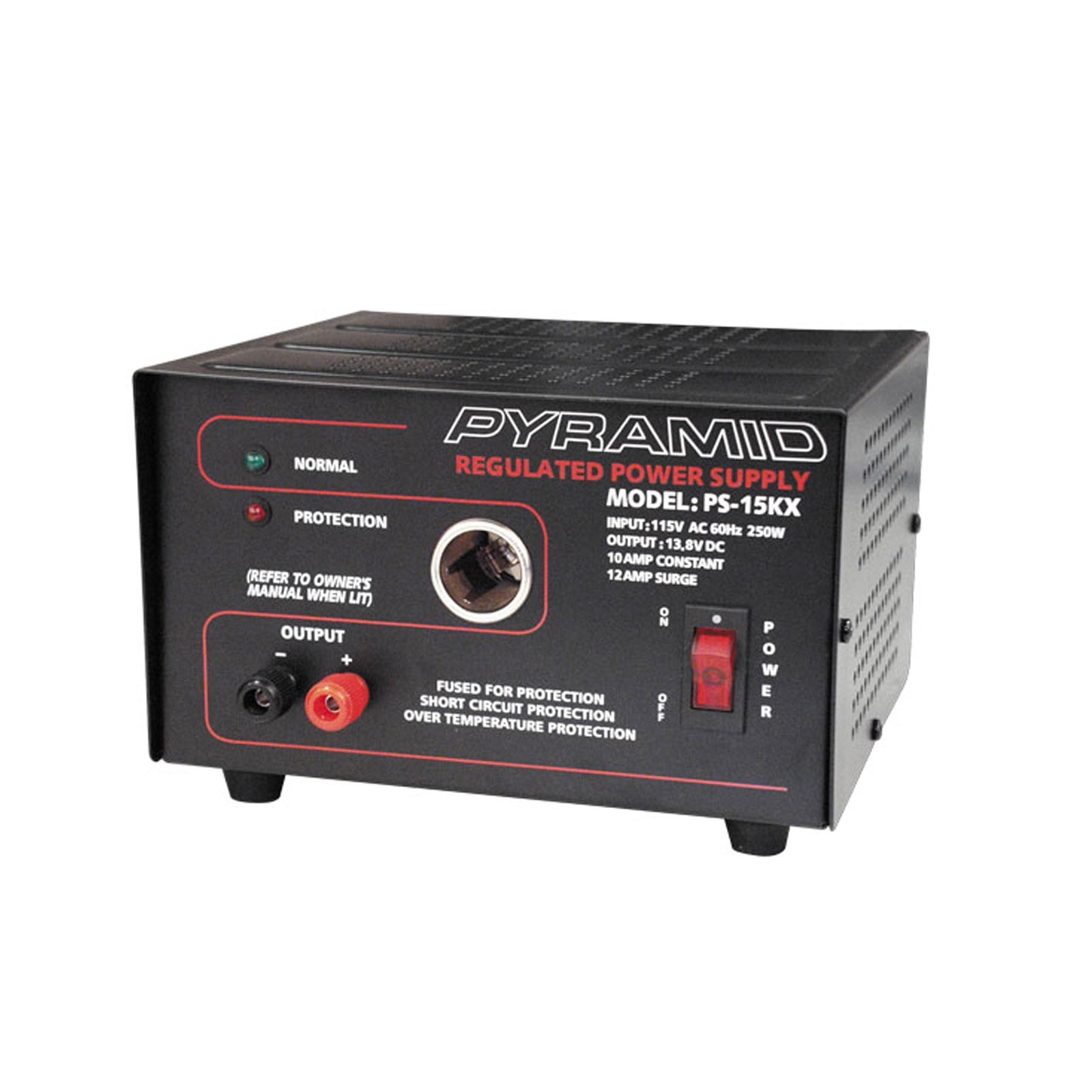 Pyramid 10 Amp DC Power Supply, 13.8V Output, LED Indicators, Universal ...