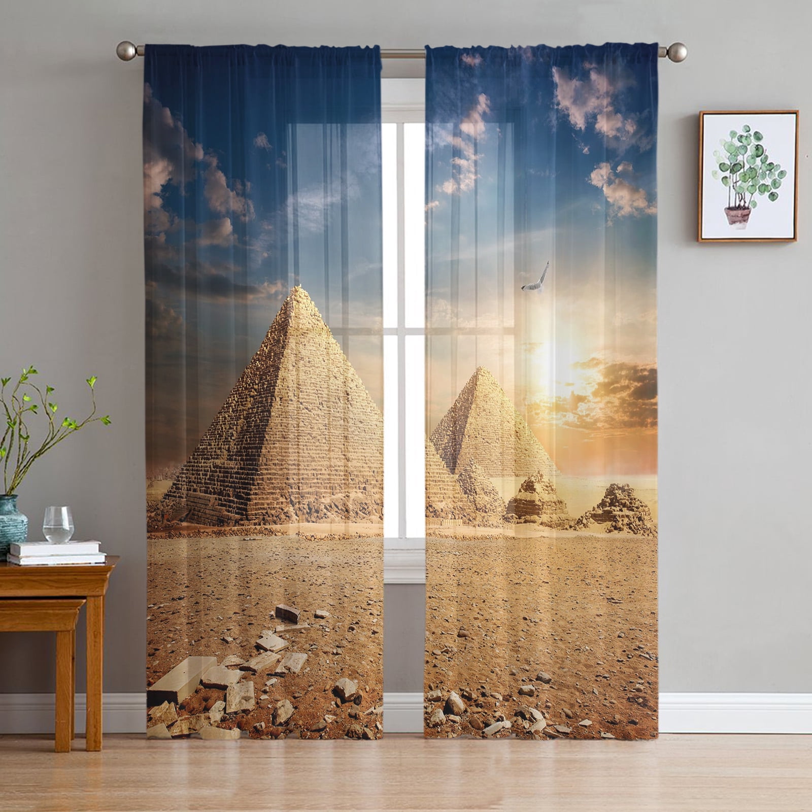 Pyramid Asuka At Dusk Tulle Curtains for Living Room Bedroom Sheer ...