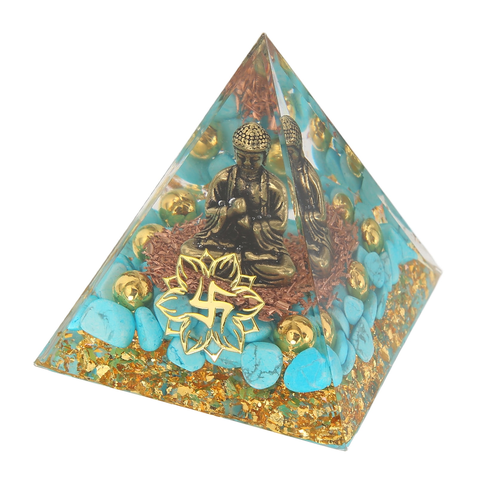 Pyramid Crystal Epoxy Resin Ornament Crafts Meditation Buddha Ornament ...
