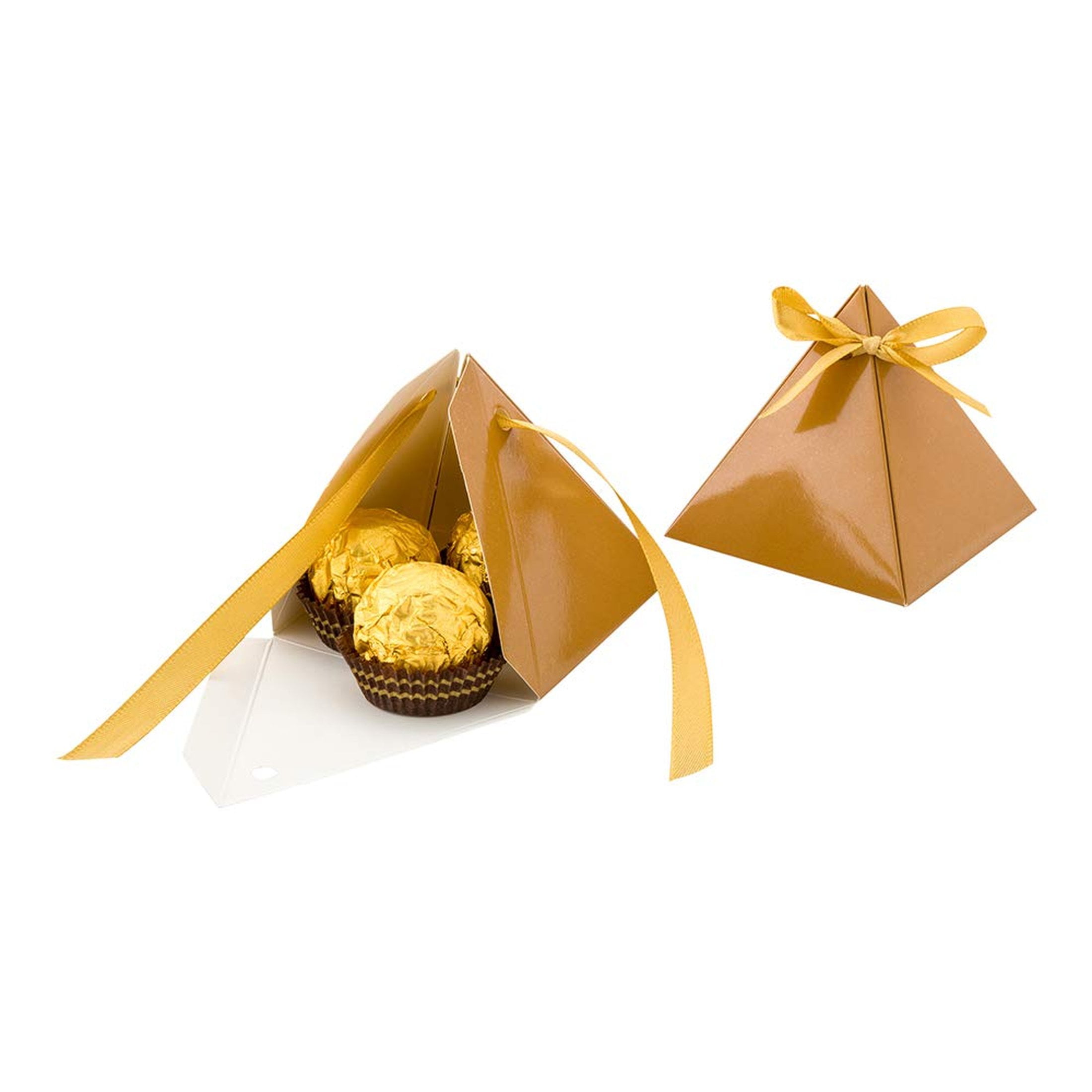 Pyramid Delight Gift Boxes - 100 Disposable Brown Paper Triangle Favor ...