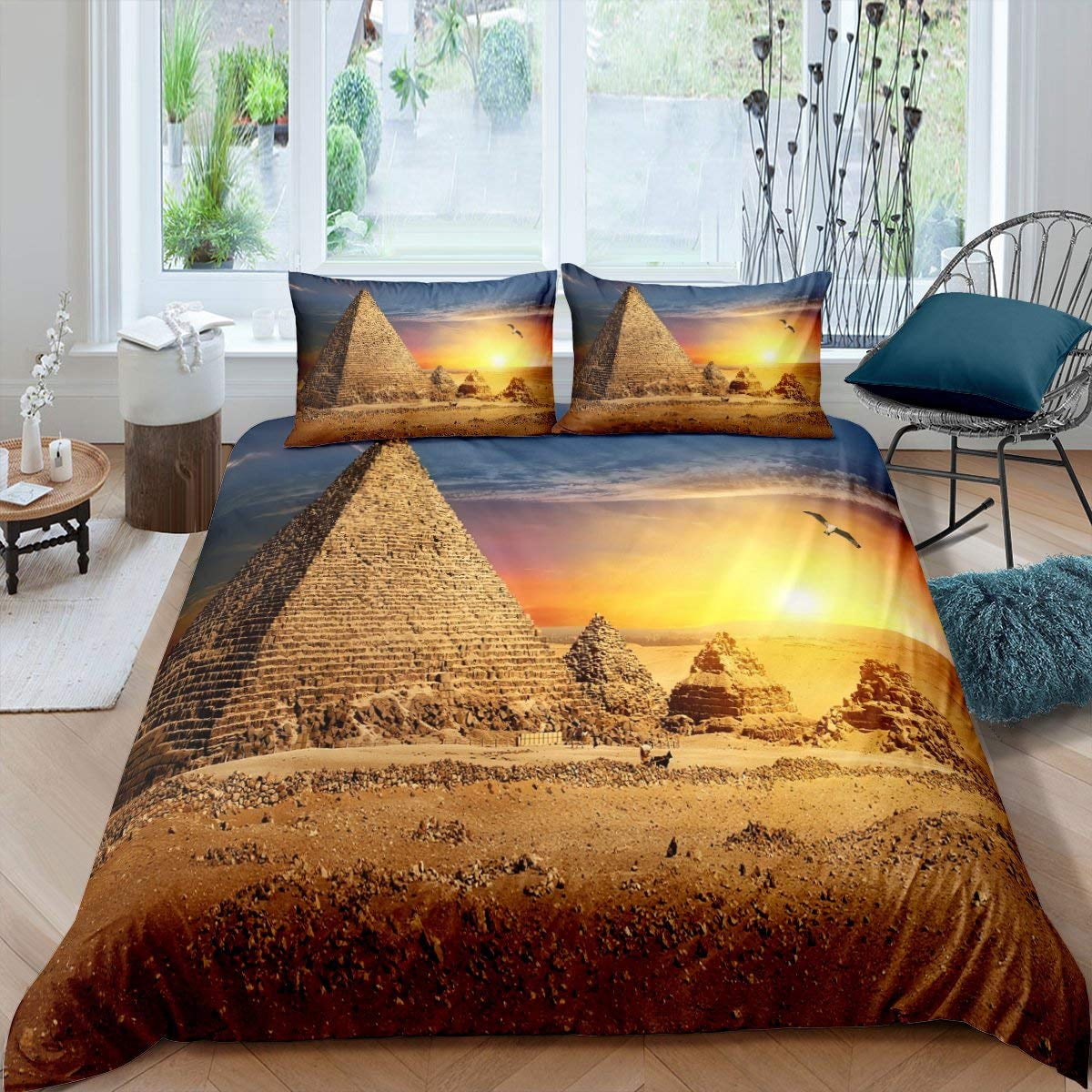 Pyramid Duvet Cover Set King African Ancient Egyptian Pyramid Vintage ...