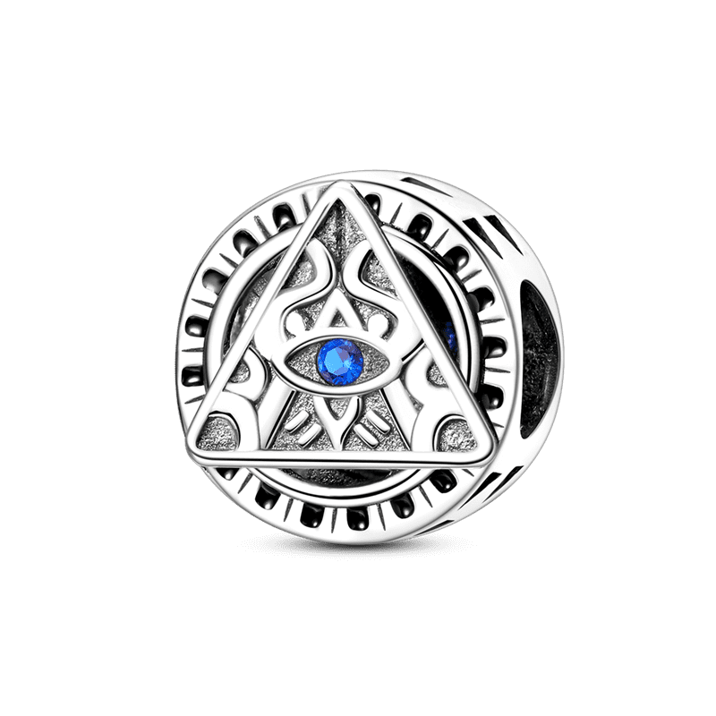 Pyramid & Eye Bead Charm, Genuine 925 Sterling Silver Beads Charm ,Gift ...
