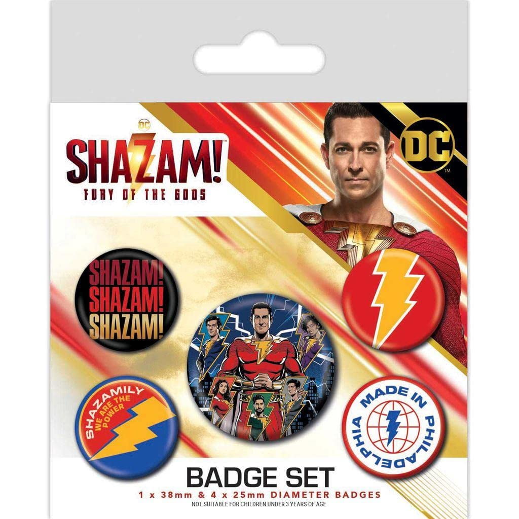 Pyramid International Shazam! Pin-Back Buttons 5-Pack Fury of The Gods ...