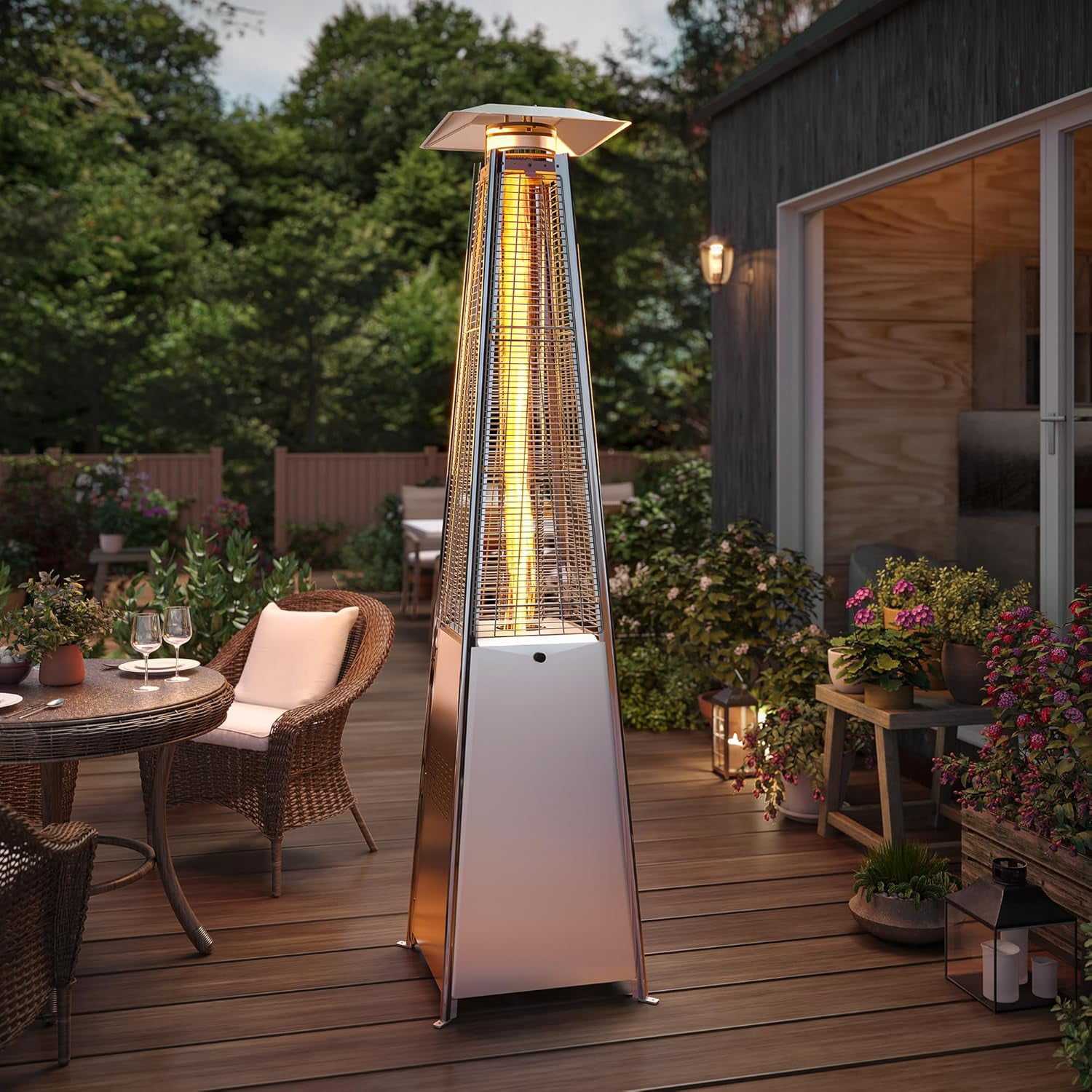 Pyramid Patio Heater, 48,000 BTU Outdoor Patio Heater, Quartz Glass ...