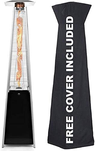 Pyramid Patio Heater, 48,000 BTU Outdoor Propane Heater with Quartz Glass Tube, Cover, Ignition ...