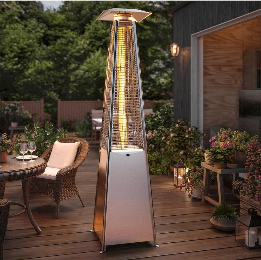Pyramid Patio Heater, 48,000 BTU Propane Outdoor Heater with Wheels and ...