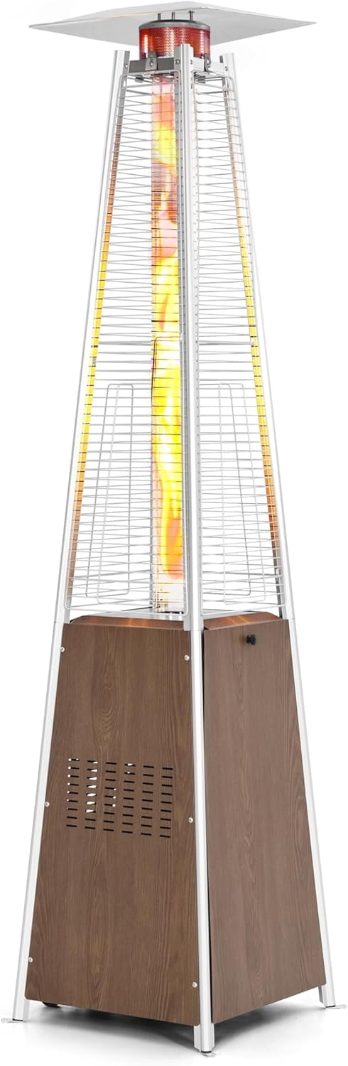 Pyramid Propane Patio Heater 48,000 BTU with Wheels, Outdoor Glass Tube ...