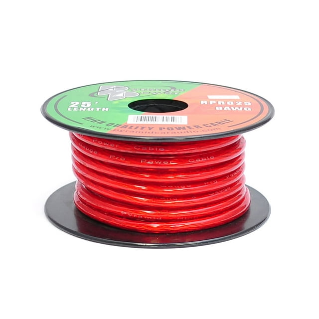 Pyramid RPR825 - 8 Gauge Clear Red Power Wire 25 ft. OFC - Walmart.com