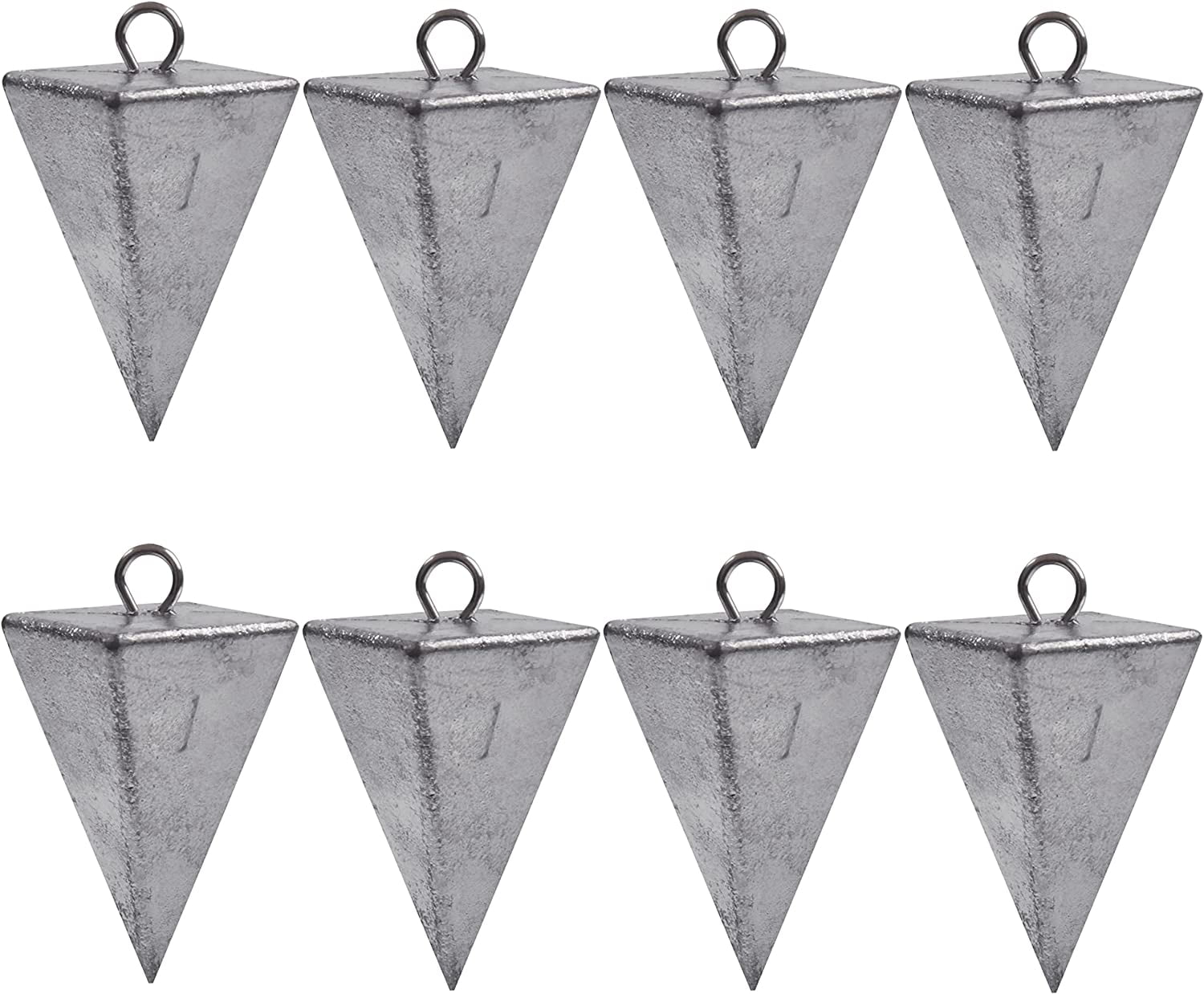 VanRolldex 8 Pack Pyramid Sinkers, 8 oz Lead Fishing Weights for ...