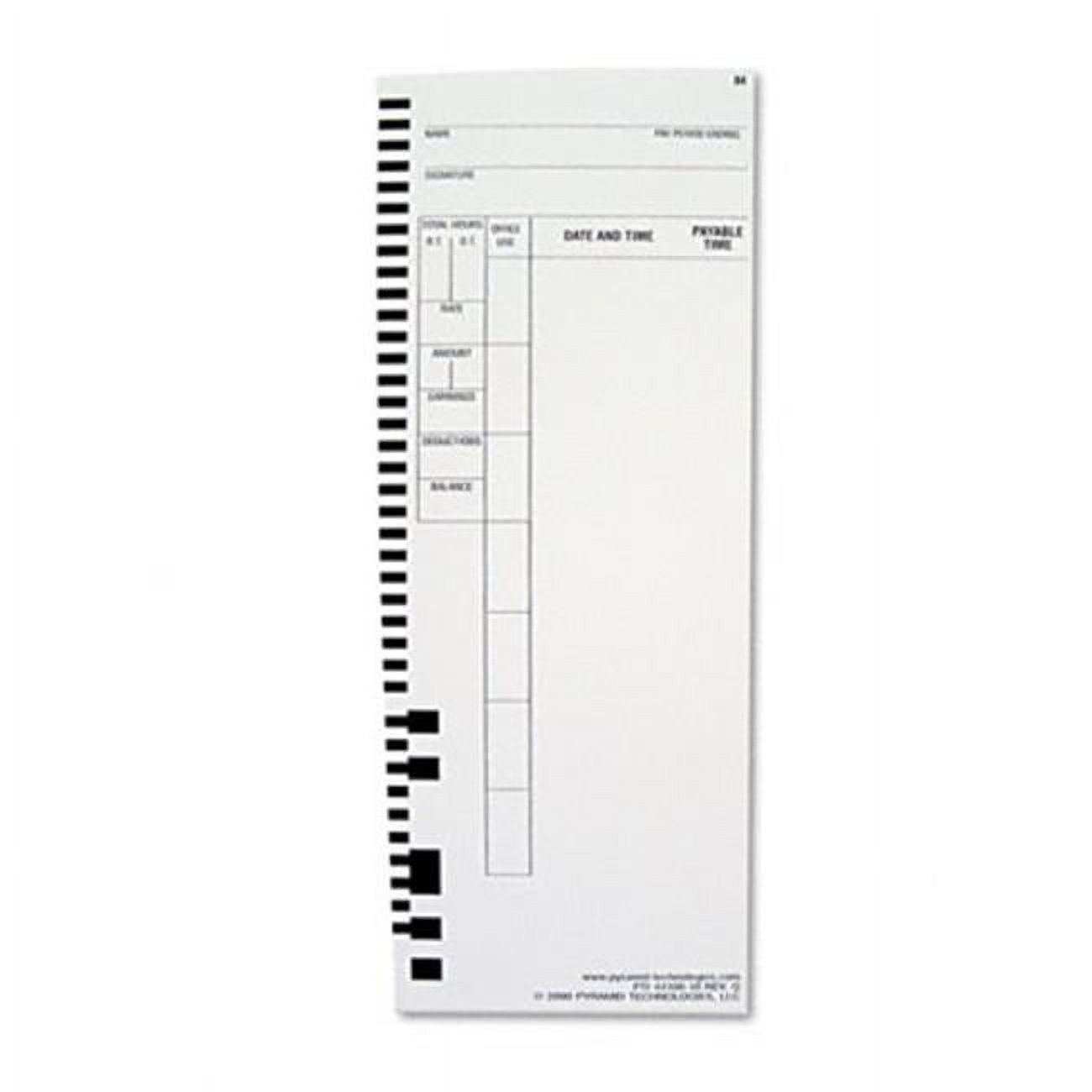 Pyramid Technologies Time Card for Model 4000 Payroll Recorder- 3-1/2 x ...