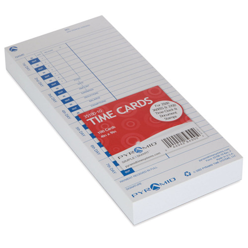 Pyramid Time Cards for 3000 Series Time Clocks, Weekly, 4 x 9, 100/Pack ...