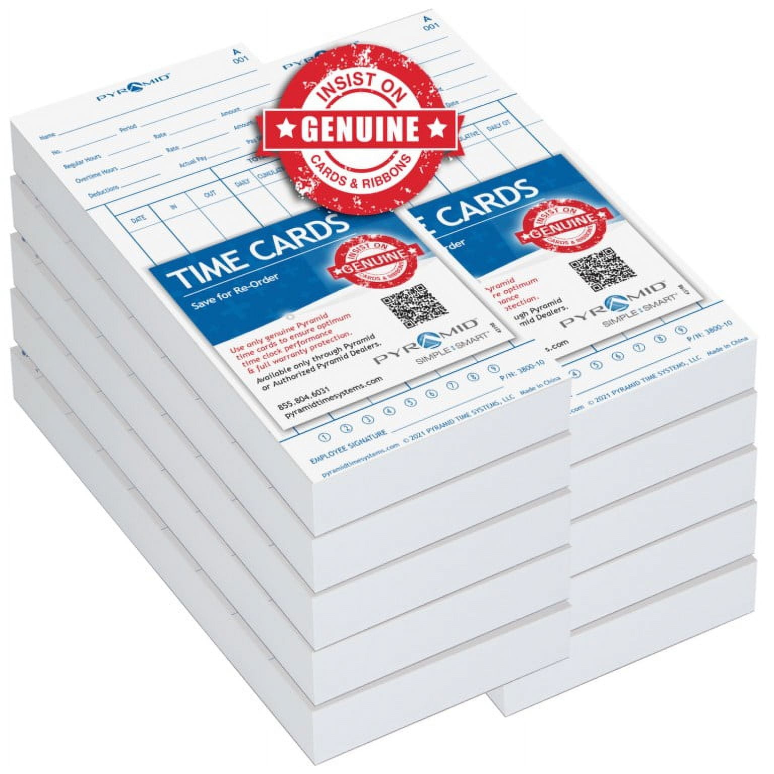 Pyramid Time Systems 3800-10MB Time Cards 1,000/PK - Walmart Business ...