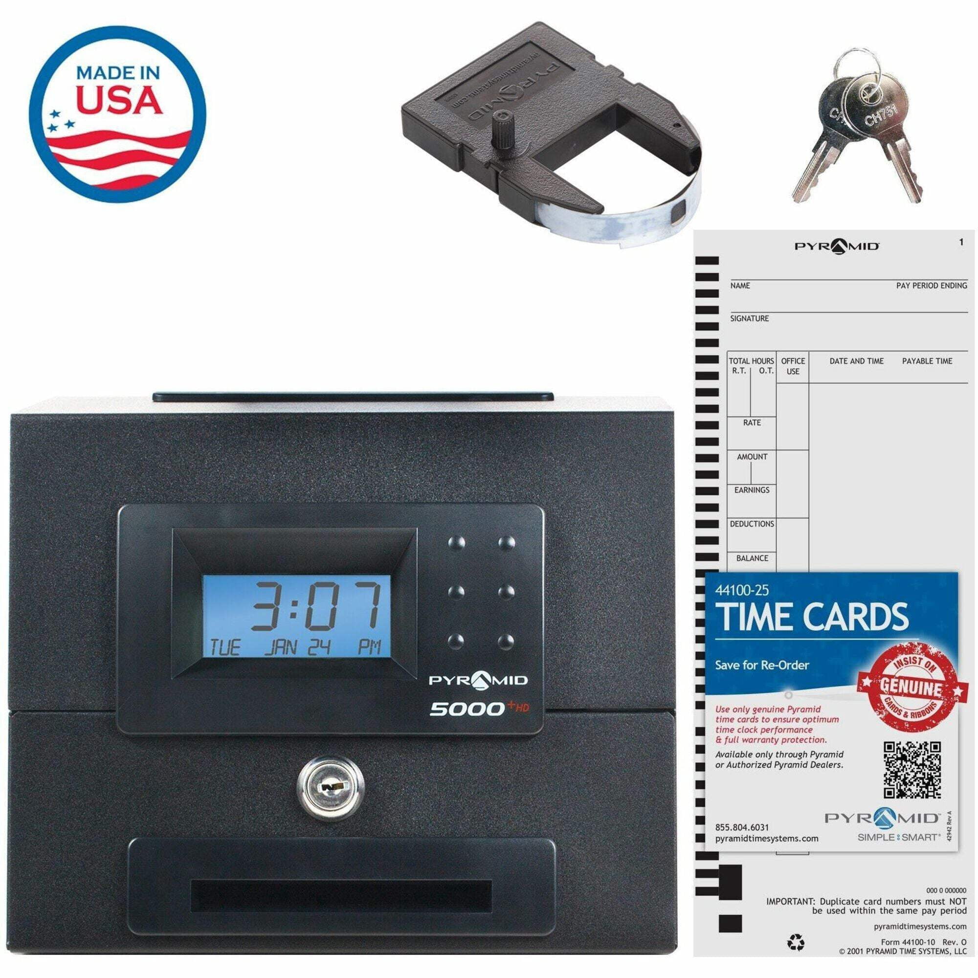 Pyramid Time Systems 5000HD Heavy Duty Auto Totaling Time Clock ...