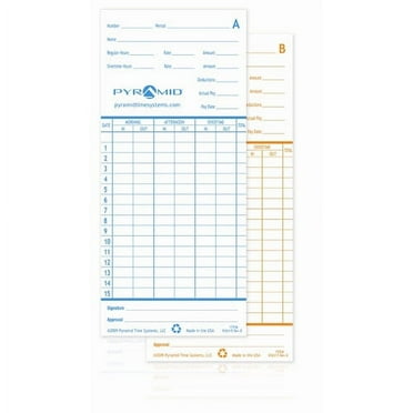 PYRAMID 35100-10 Time Card for 3500/3700 Clock,PK 100 - Walmart.com