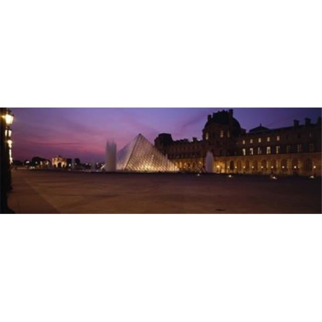Pyramid lit up at night, Louvre Pyramid, Musee Du Louvre, Paris, Ile-de ...