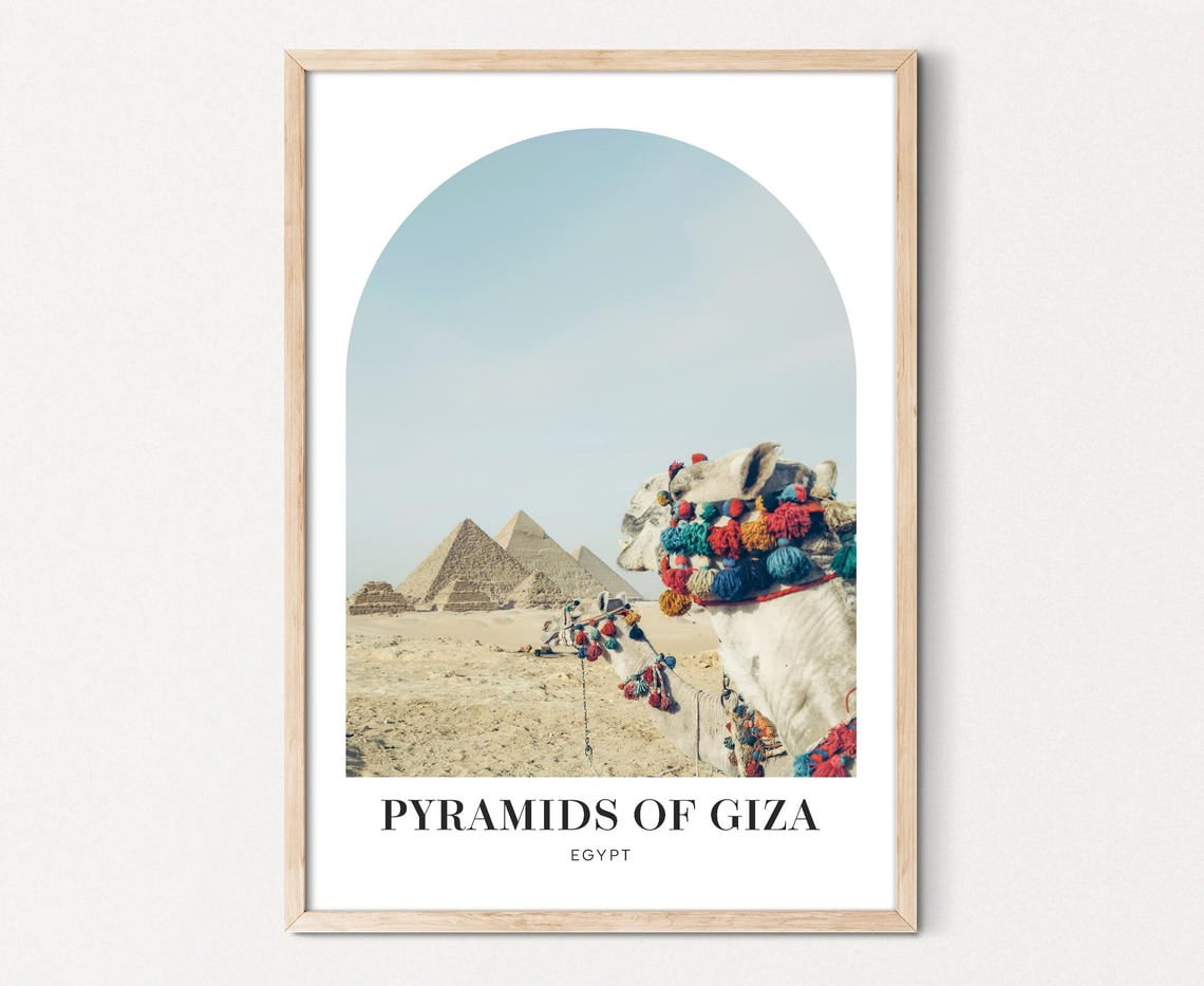 Pyramids Of Giza Wall Art– Egypt Travel Print, Desert Landscape ...