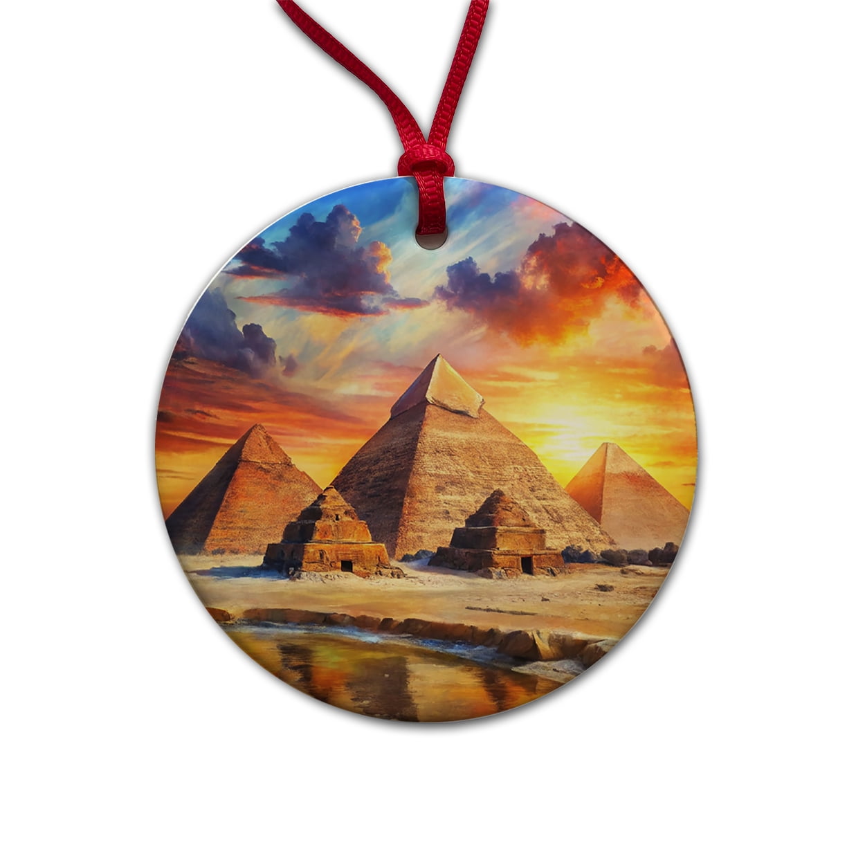 Pyramids Of Giza Egypt At Sunset Watercolor Christmas Tree Holiday ...