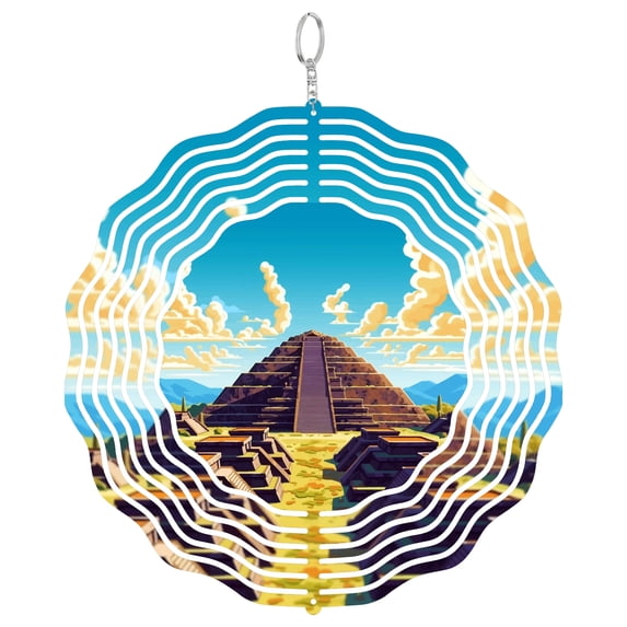Pyramids Of The Sun Mexico 3D Wind Spinner Stainless Steel Kinetic Yard ...