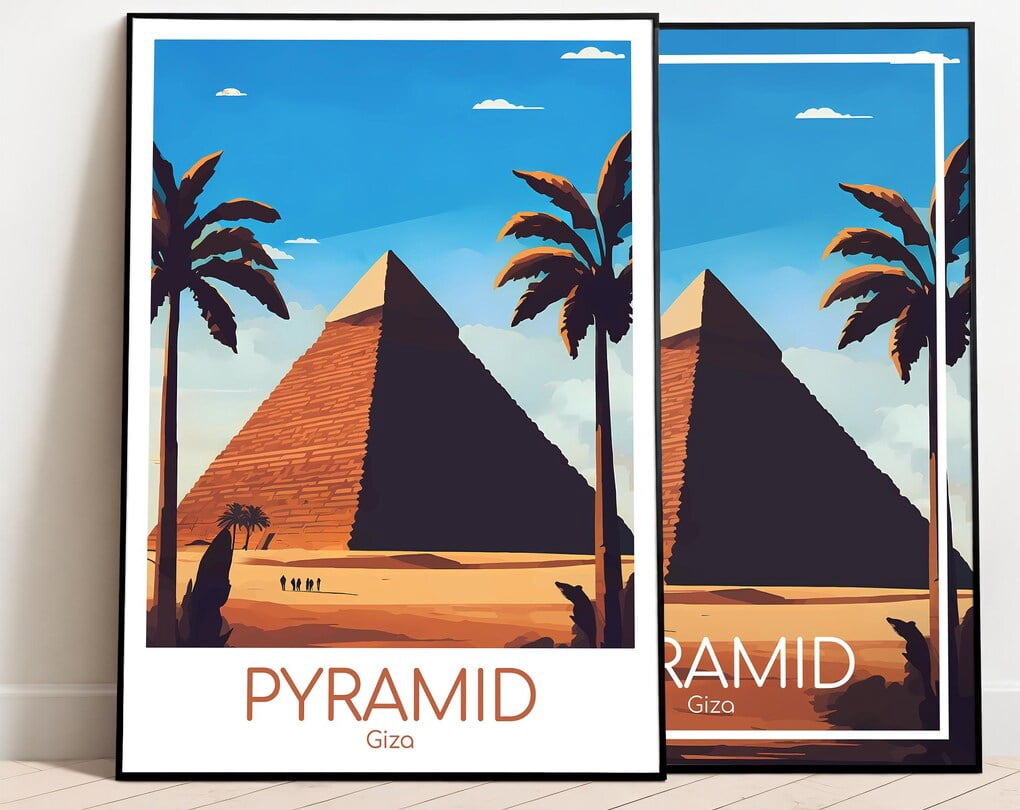 Pyramids Travel Poster Giza Poster Wall Art Egypt Pyramids Vintage ...