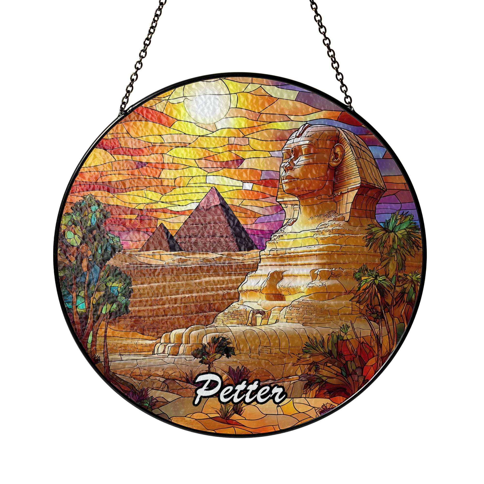 Pyramids of Giza & The Sphinx Stained Glass Suncatcher - Custom Name ...