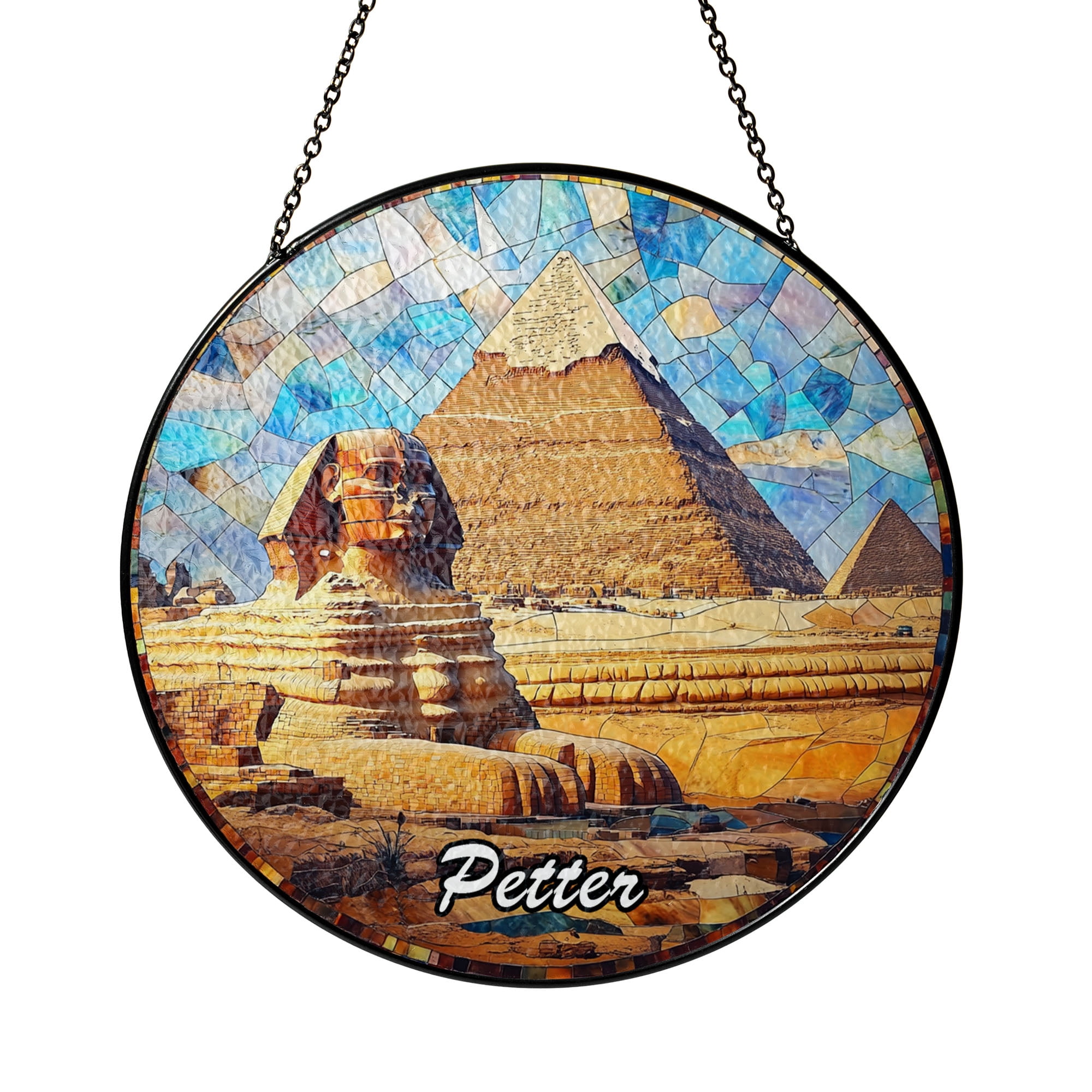 Pyramids of Giza & The Sphinx Stained Glass Suncatcher - Custom Name ...