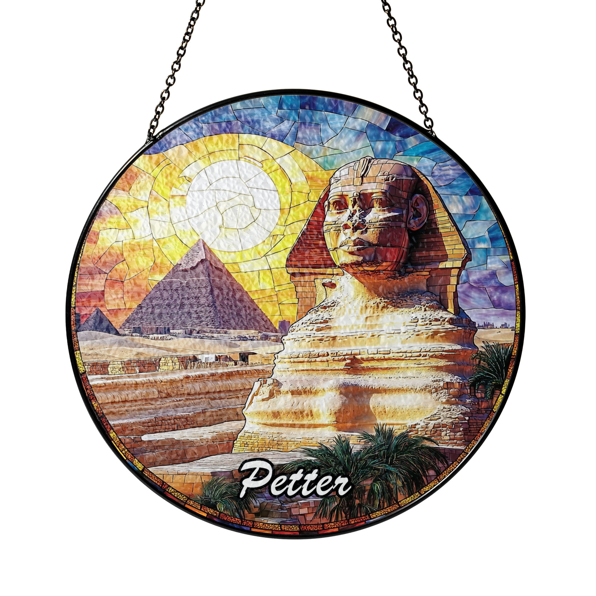 Pyramids of Giza & The Sphinx Stained Glass Suncatcher - Custom Name ...