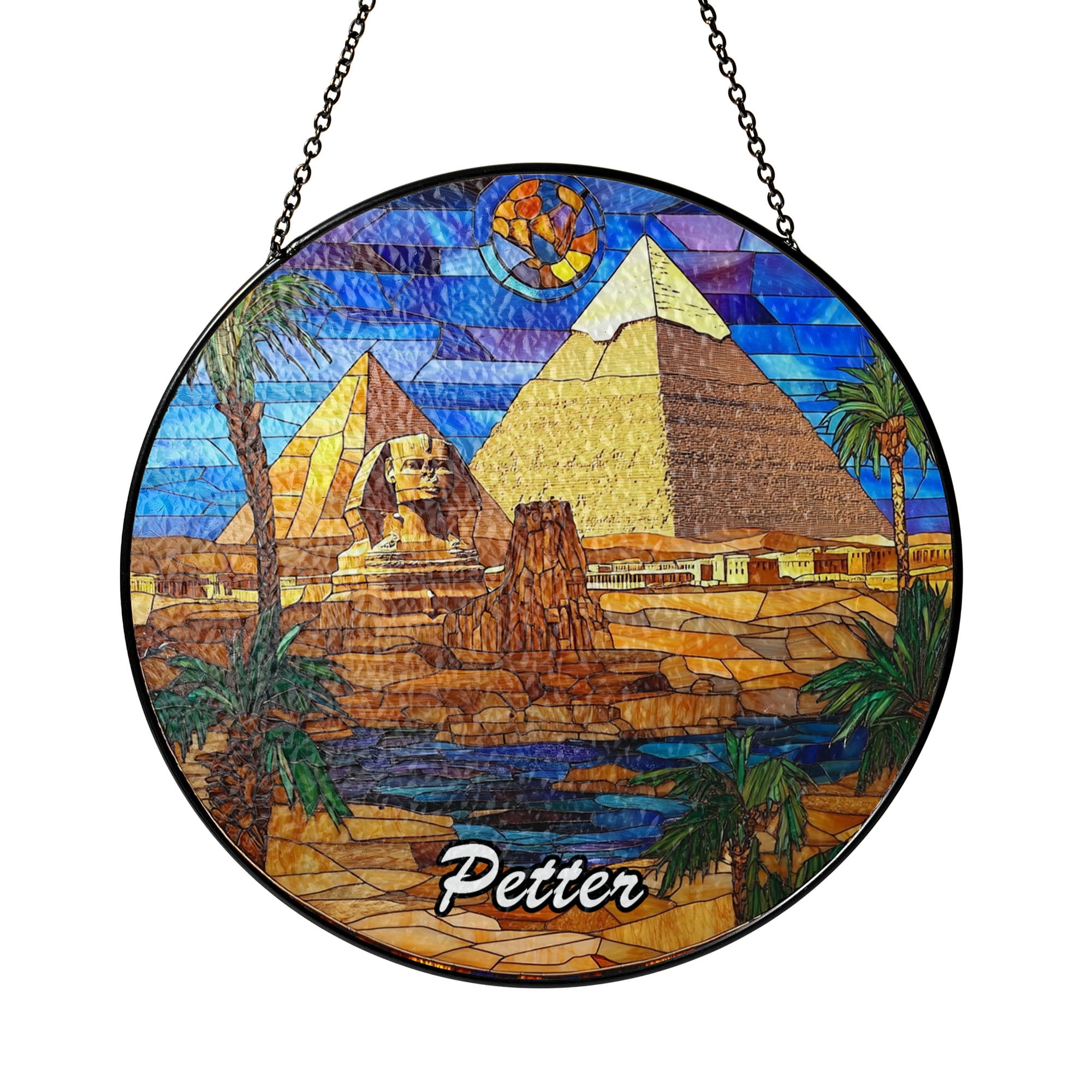 Pyramids of Giza & The Sphinx Stained Glass Suncatcher - Custom Name ...