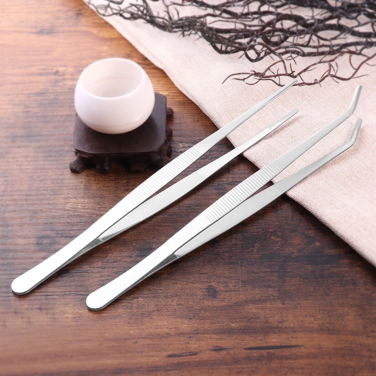 Pyramidti Angled Feeding Tweezers,VORCOOL 2pcs Stainless Steel Straight ...