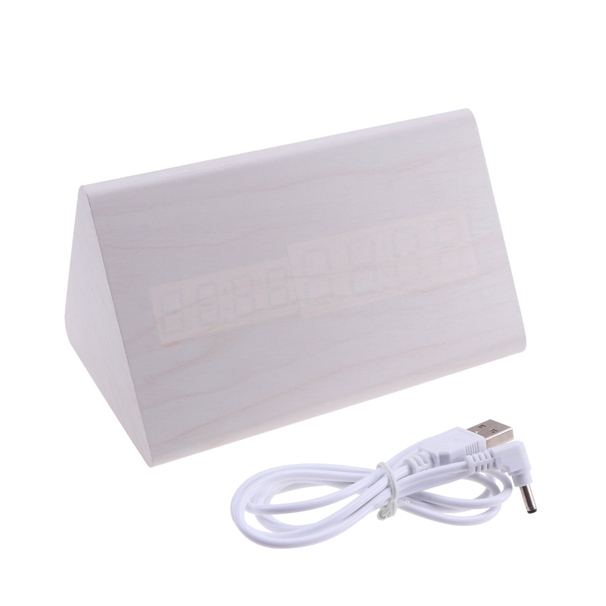 Pyramidti LED Desk Wood Digital Alarm Clock Luminous Silent Clock Time ...