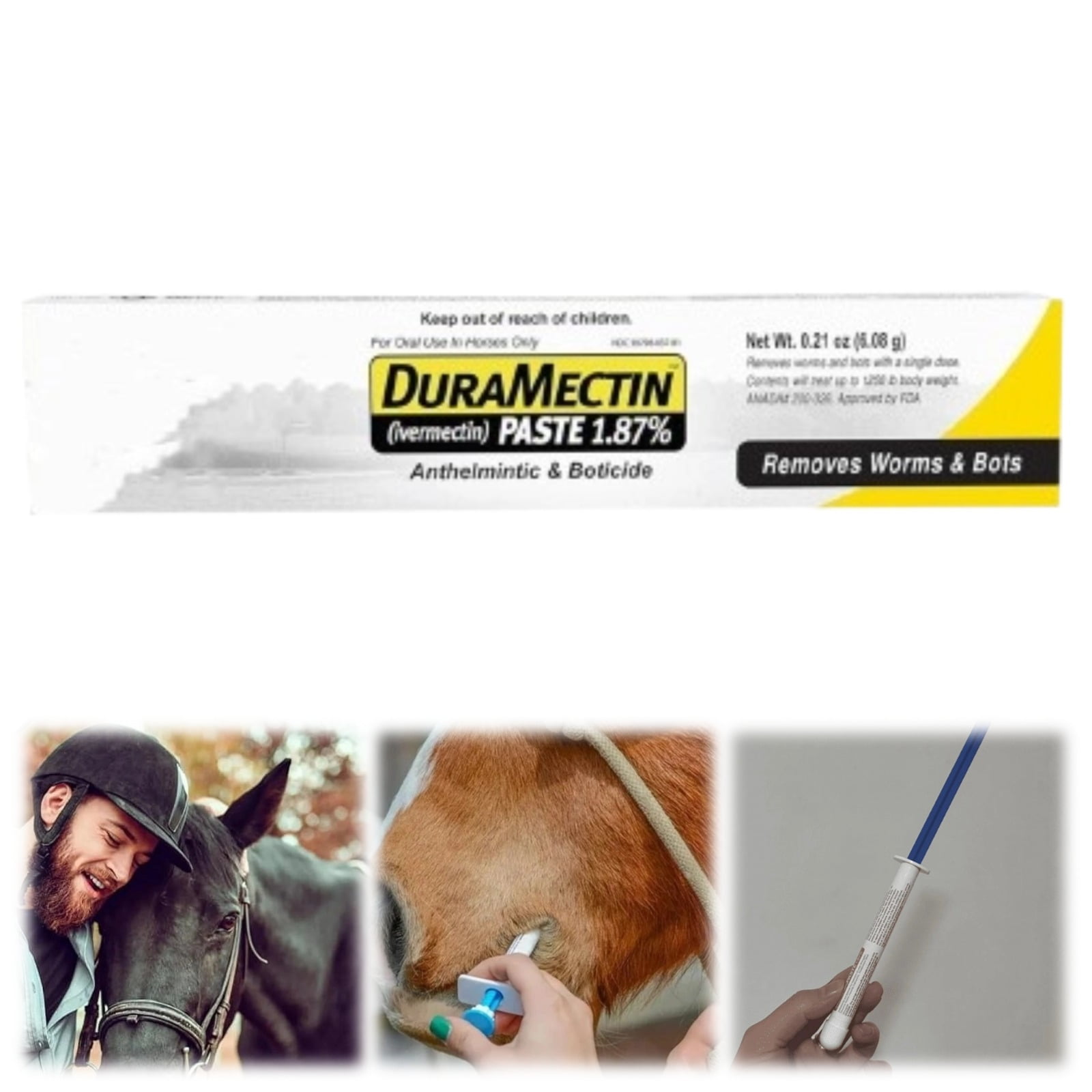 Pyrantel Paste Wormer, 1.87% Horse Dewormer control of large strongyles ...